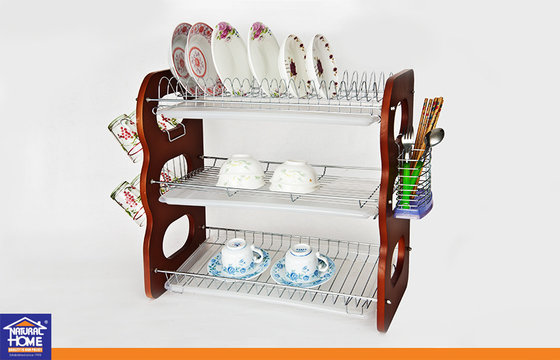 IKEA Kitchenwares 3 Layer Dish Rack / Chrome Wire / Cup and Chopstick Rack and 3PCS Water Tray