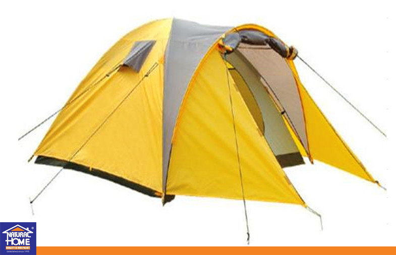 Waterproof  Triple / Double Layer Family Camping Tents Yellow or Customized Color