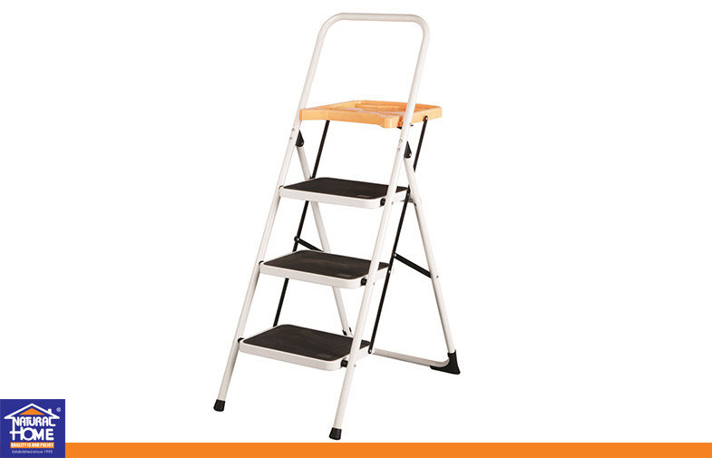 Modern 3 Steps Steel Ladder for Home with Handrail and Spong Black or Custom Color