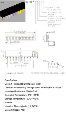 2.0mm female header single row, straight type JG126-A