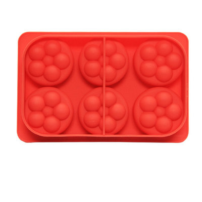 Durable 6 cavities red round Silicone Cake Moulds With FDA / LFGB / CE