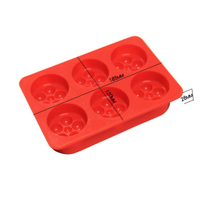 Durable 6 cavities red round Silicone Cake Moulds With FDA / LFGB / CE