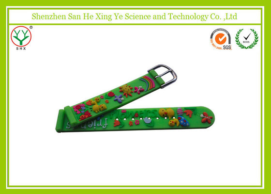 Kids Green 22mm Silicone Watch Band With Butterfly , Flower , Rainbow