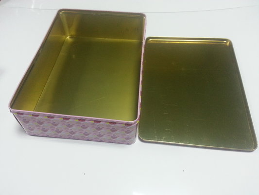 Rectangle Tin Cookie Containers With Cover , Cake / Moon Packing