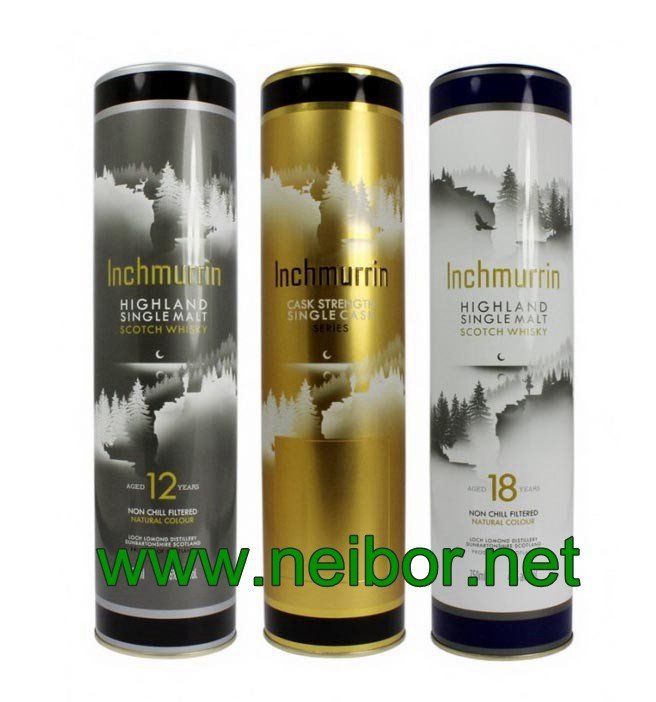 Round tall tin can for Whisky packaging Wine Can Wine boxes