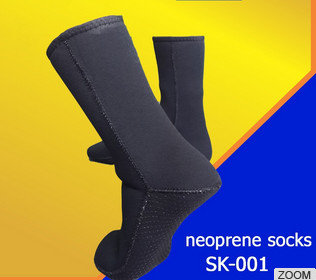 Black Waterproof Neoprene Boot Socks / Neoprene Toe Socks For Diving