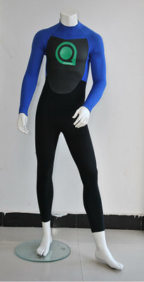 Blue / Black Mens and Women Full Body Wetsuits for Surfing With Mesh Skin trim on chest