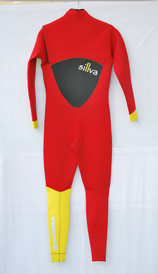 Red and Yellow  Women  Diving Suit  with Mesh on Chest and back