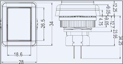 USD1.95----34*28mm Illuminated push button with led light and microswitch