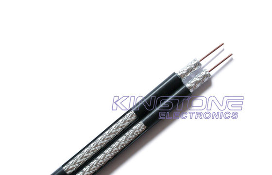 RG6 Direct Burial Coaxial Cable 18 AWG CCS 60% AL Braid , Dual Coaxial Cable