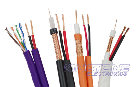Tresse du câble coaxial de liaison 95% de télévision en circuit fermé de RG59/U AVANT JÉSUS CHRIST avec AVANT JÉSUS CHRIST la puissance, câble évalué siamois de CMR