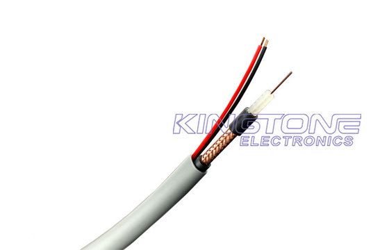câble de télévision en circuit fermé du conducteur RG59 B/U de 0.58mm AVANT JÉSUS CHRIST avec 2 le messager de puissance du × 0,75 mm2 CCA