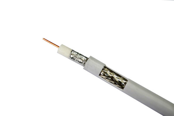 Câble coaxial de liaison du Quadruple-Bouclier RG6 câble coaxial de liaison de télévision en circuit fermé de 75 ohms avec la veste de PE de PVC