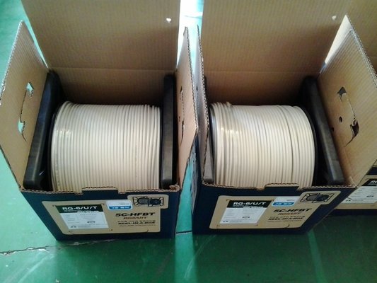 Bas câble AUDIO coaxial du double RG6 de la perte TVHD CATV avec la norme de ROSH