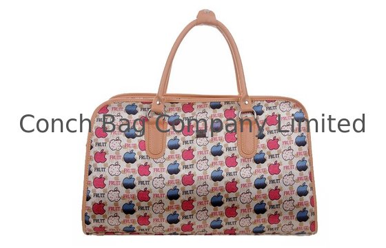 Cute apple pattern water proof cloth travel bags travel suitcase with zipper