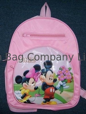 Pink kids school backpacks with cute pattern 