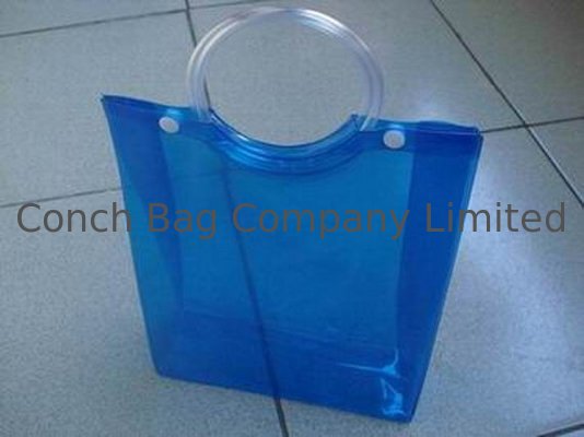 Environment Clear PVC Bags for Gift Packaging , Handle PVC Bag