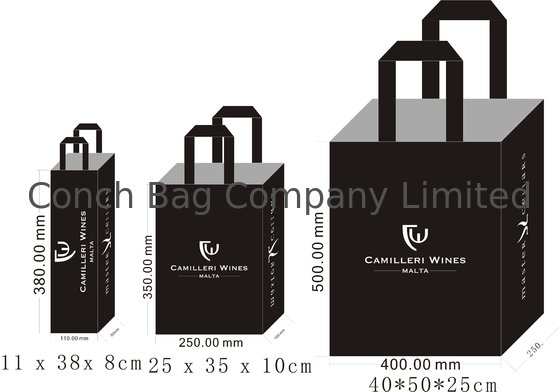 Silk Printing Non Woven Shopping Bag 140gsm , 6 Bottles Of Wine Design