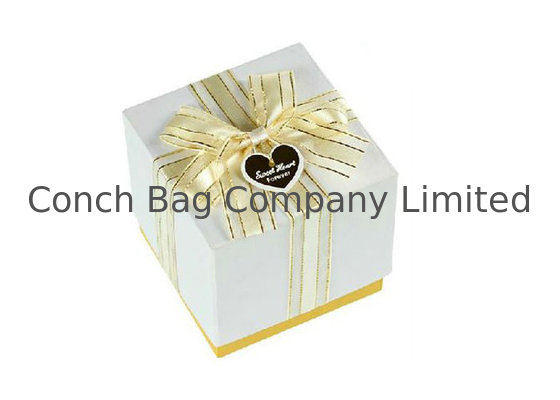 Jewelry Gift Box Two Pieces Cardboard White & Yellow Gift Box For Jewelry
