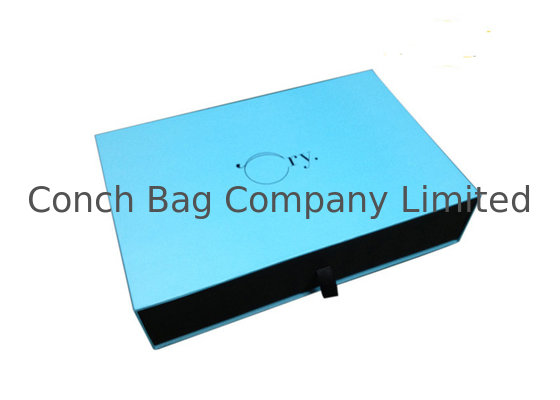 Logo Printed 1200g Recycled Cardboard Gift Boxes , Rectangle blue