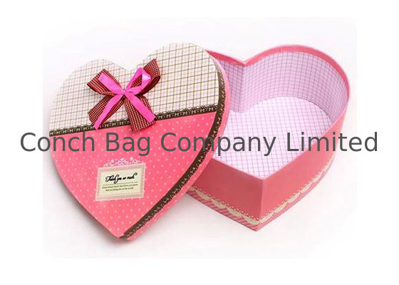 Heart Shape Lovely Gift Box Cardboard Bow Knot Gift Box For Girls