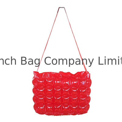 OEM Fashion Ruby Red Mini Shoulder Clear PVC Bags With Hubble-Bubble Design