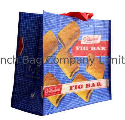 Reusable Blue 100g Cookie PP Woven Shopping Bags With Customized Photos / Logo