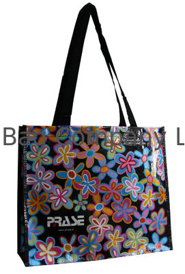 Customized PRASE PP Woven Bags With Flower Pattern, Personalized Logo For Shopping
