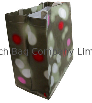 Colorful dots PP Woven Reusable Carrier Bags , Light Grey Nylon Tape Handle