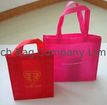 Retail recycling nonwoven shopping bag with customized logo , Pink color