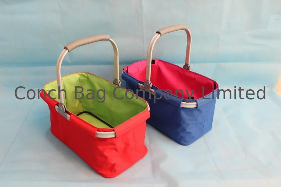 Red PP Woven Trolley collapsible Shopping Basket Bag with Customize Logo