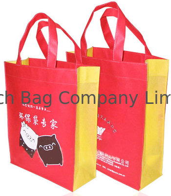 Red Non Woven Fabric Handle Bag , Fashionable Shopping Bags in CMYK color