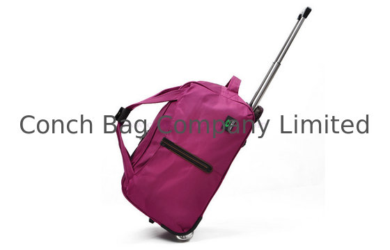 Purple oxford fabric cloth travel bags trolley travel set with plastic wheels
