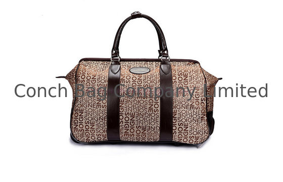 Brown dirty - resistance large internal capacity cloth travel bag with two small wheels