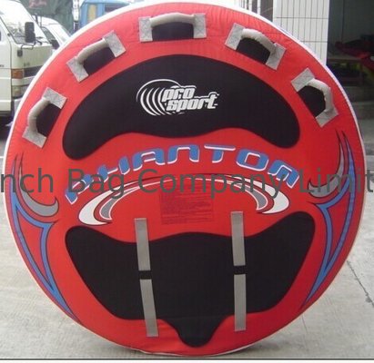 More handles four people water inflatable ski tubes with cloth cover for ocean surfing