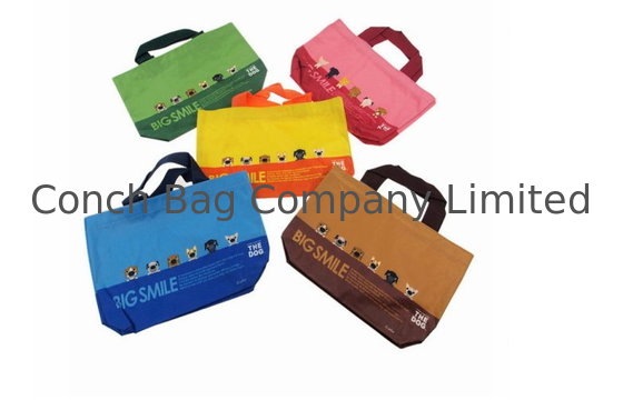Durable lady ' s cloth polyester shopping shoulder bag with cartoon pattern