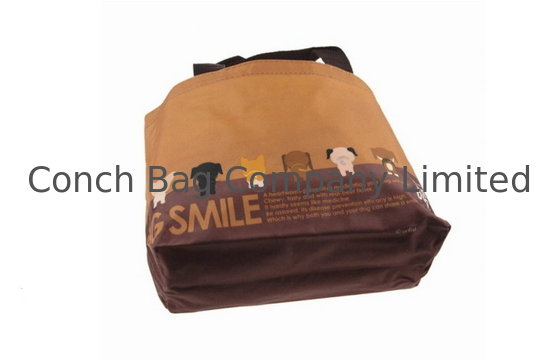 Durable lady ' s cloth polyester shopping shoulder bag with cartoon pattern
