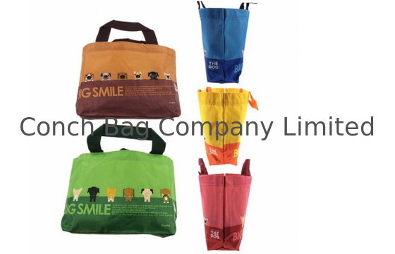 Heat printing yellow exhibition polyester cloth shopping bag Middle sized