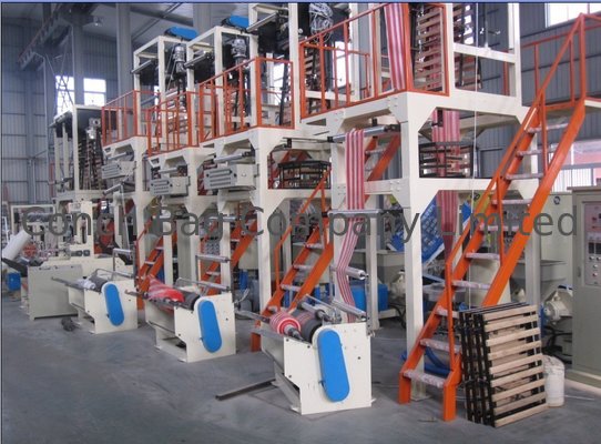 Double Color Striped T - Shirt Bag HDPE Film Blowing Machine Aluminum Shape Ring