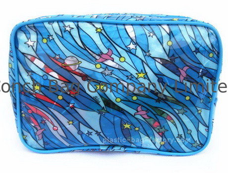 Colorful space 0.25mm PVC cosmetic bag , vinyl toiletry ladies cosmetic bags