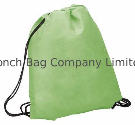 190T polyester String Non-woven Green Shopping bag backpack For Promotional