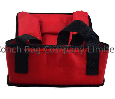 Red foldable built lunch bag with shoulder strap 600D oxford