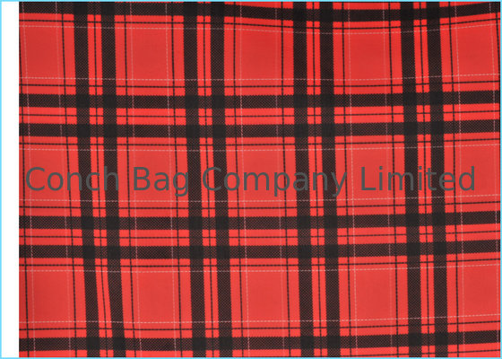 Red And Black Plaid Fabric / Warp Knitted Printed Spandex Fabric  1.5m*220gsm