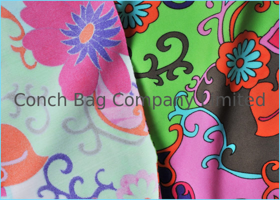 Colorful Big Flower Fabric /  4 Way Stretch Warp Knitted Printed Spandex Fabric  1.5m*220gsm