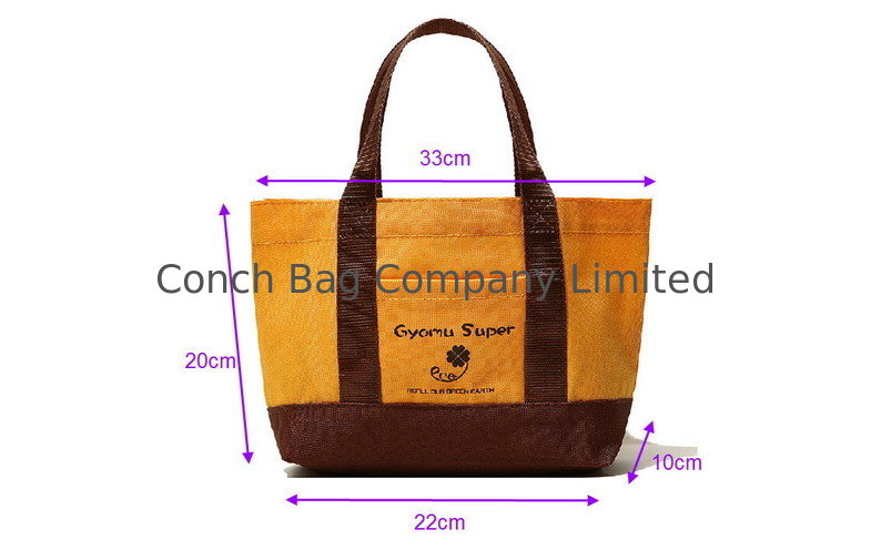 Orange folding cloth shopping bag with 100% oxford fabric for putting snacks