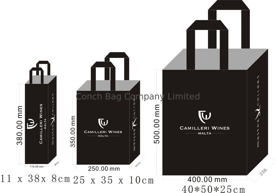 Silk Printing Non Woven Shopping Bag 140gsm , 6 Bottles Of Wine Design