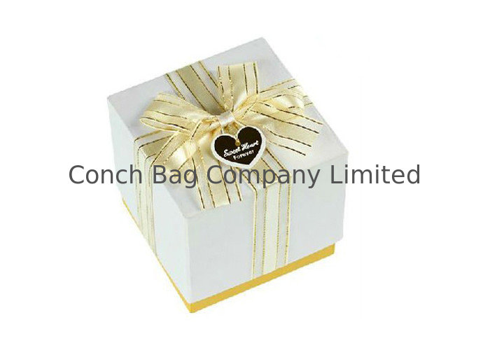 Jewelry Gift Box Two Pieces Cardboard White & Yellow Gift Box For Jewelry