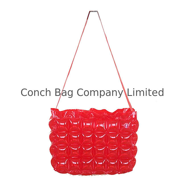 OEM Fashion Ruby Red Mini Shoulder Clear PVC Bags With Hubble-Bubble Design