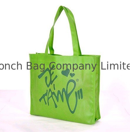 Green Color Laminated PP Woven Shopping Bag For Gift , Supermarket , Retail