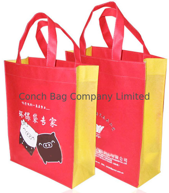 Red Non Woven Fabric Handle Bag , Fashionable Shopping Bags in CMYK color